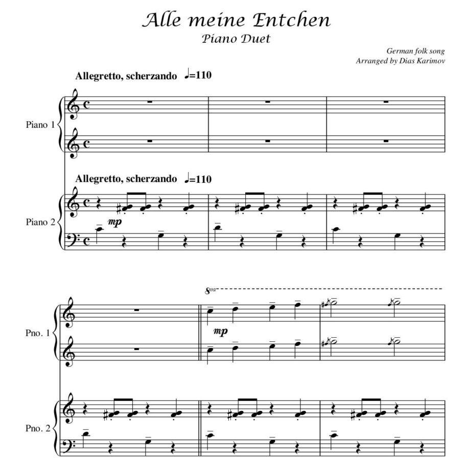 Alle meine Entchen | Easy Piano Duet | PDF | Store Dias